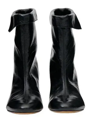 Isabel Marant Étoile Eldra Glazed Calfskin Fold-over Boots - Black