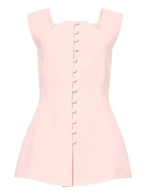 Mona Alshebil Structured Button-front Crepe Top - Peach