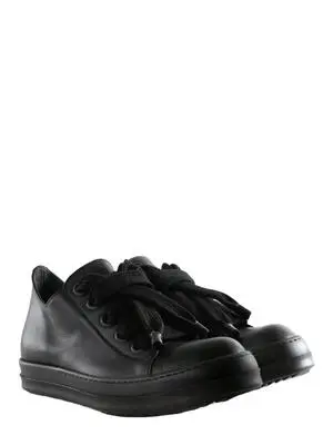 Rick Owens Jumbolace Leather Sneakers - Black