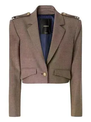 Pinko Houndstooth Cropped Jacket - Brown