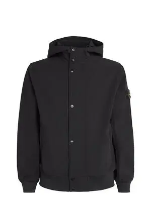 Stone Island Light Soft Shell-r Hooded Jacket - Black