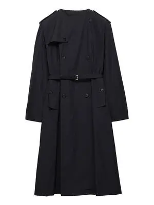 Prada Cotton-blend Collarless Trench Coat - Black