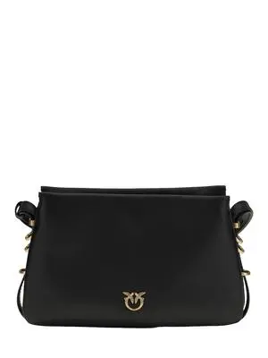 Pinko Leather Shoulder Bag With Gold Tone Hardware - Black