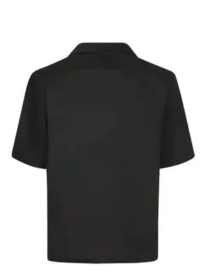 Commas Floral-embroidered Short-sleeve Shirt - Black