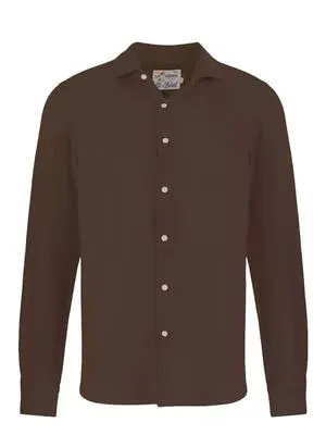 MC2 SAINT BARTH Pamplona Button-up Curved-hem Shirt - Brown