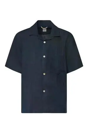 Eleventy Short-sleeve Chest-pocket Shirt - Blue
