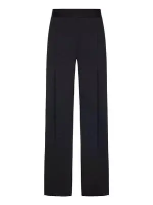 Giorgio Armani Wool Palazzo Pants With Front Pleats - Black