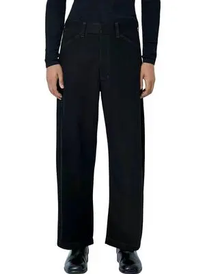 LEMAIRE Lemiare Wide-leg Trousers With Stitched Seams - Black
