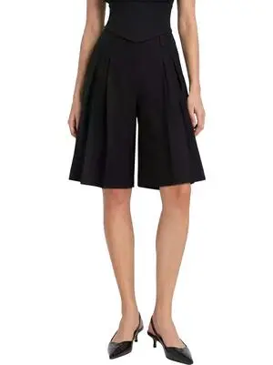 HAMZA HAMZA Black Knife-Pleat Wide-Leg Shorts
