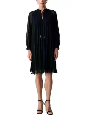JOOP! Pleated Midi Dress With Tie Detail - Blue
