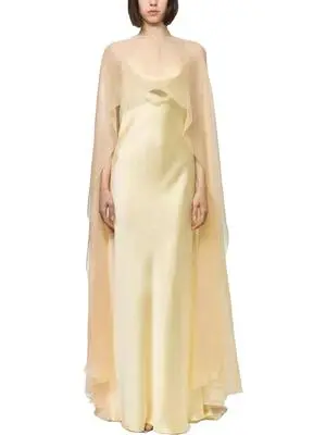ATU BODY COUTURE Satin-finish Silk-cape Slip Maxi Dress - Neutrals
