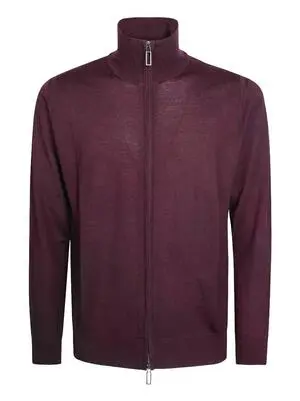 PAOLO PECORA Zip-up High-neck Cardigan - Red