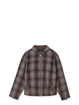 ALLSAINTS Santo Zip-up Hoodie In Checked Organic Cotton - Grey