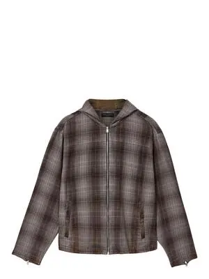 ALLSAINTS Santo Zip-up Hoodie In Checked Organic Cotton - Grey
