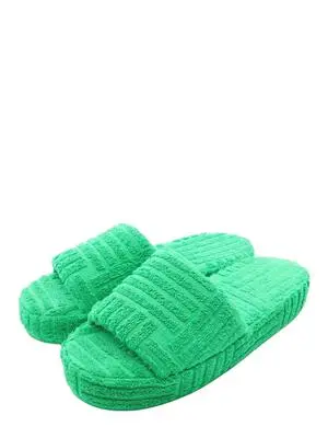Bottega Veneta Terry Cloth Intrecciato Effect Slippers - Green
