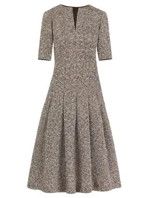 Oscar De La Renta Tweed Midi Dress - Brown