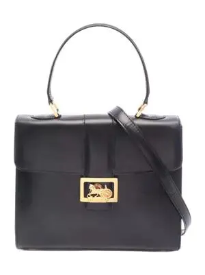 Celine Leather Carriage Horse-clasp Handbag - Black
