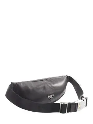 Prada Enamelled Triangle Logo Belt Bag - Black