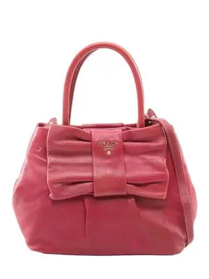 Prada Nappa Leather Bow Detail Handbag - Red