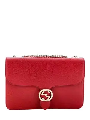 Gucci Interlocking Leather Medium Shoulder Bag - Red