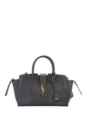 Saint Laurent Monogram Cabas Downtown Leather Baby Satchel - Metallic