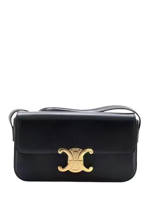 Celine Celine Triomphe East-West Smooth Calfskin Shoulder Bag Black