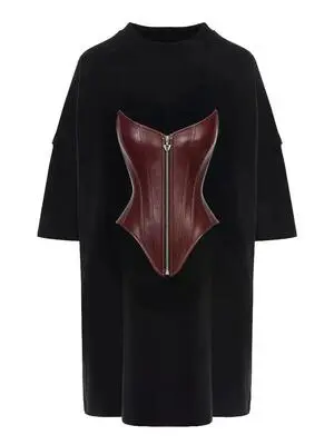 HAMZA Corset-detail T-shirt Dress - Black