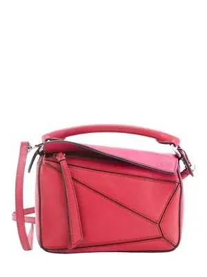 Loewe Loewe Puzzle Bag Leather Mini Crossbody Bag Red