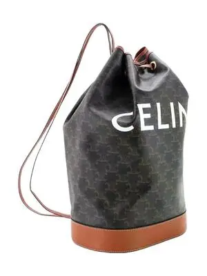 Celine Sailor Bag Triomphe Coated Canvas Medium Bucket Bag - Brown