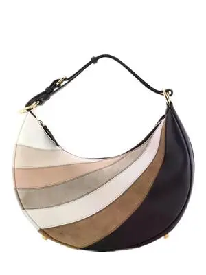 Fendi Graphy" Bag Striped Leather And Suede Small Hobo Bag - Multicolour
