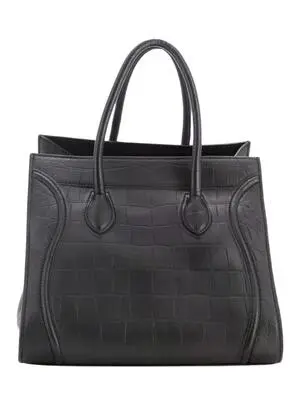Celine Phantom" Tote Bag In Embossed Leather - Black