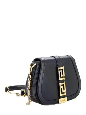 Versace Greca Goddess Leather Shoulder Bag - Black
