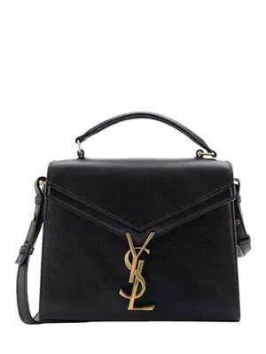 Saint Laurent Cassandra Top Handle Bag Leather Mini Shoulder Bag - Black