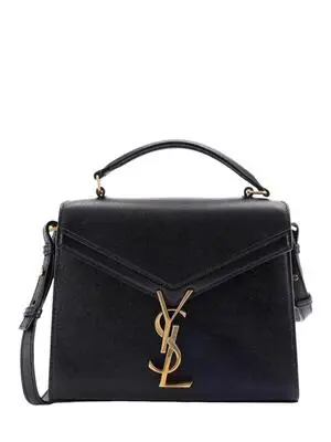 Saint Laurent Cassandra Top Handle Bag Leather Mini Shoulder Bag - Black