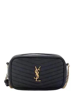 Saint Laurent Matelassé Chevron Leather Mini Camera Bag - Black