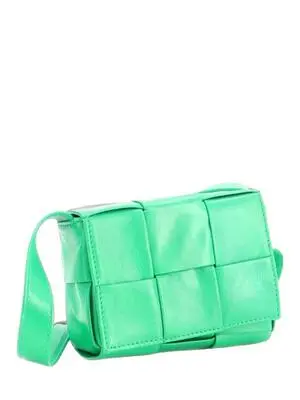 Bottega Veneta Cassette Maxi Intrecciato Leather Candy Crossbody Bag - Green