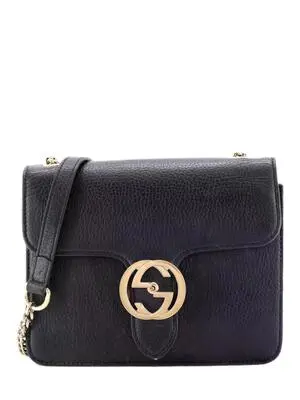 Gucci Interlocking Leather Shoulder Bag - Black