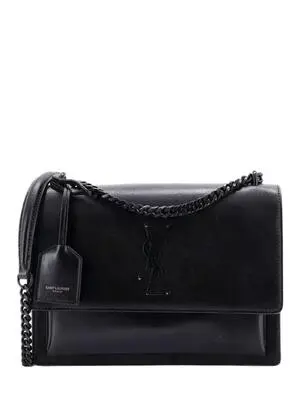 Saint Laurent Sunset Leather Medium Crossbody Bag - Black