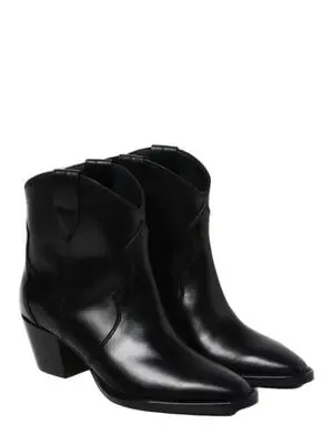 ANNA F. Panelled Leather Ankle Boots - Black