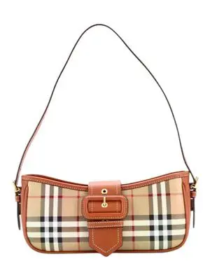 Burberry Vintage Check Coated Canvas Shoulder Bag With Buckle - Brown