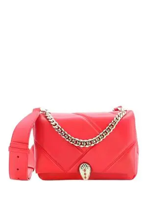 BVLGARI Serpenti Cabochon Messenger Bag In Quilted Leather - Red