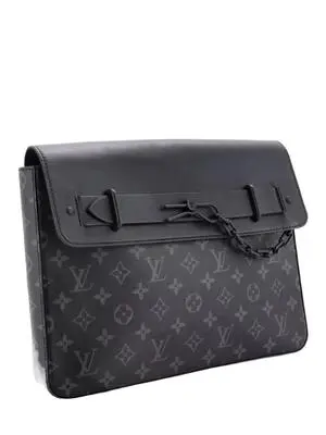 LOUIS VUITTON Monogram Eclipse Pochette Steamer Clutch Bag - Black