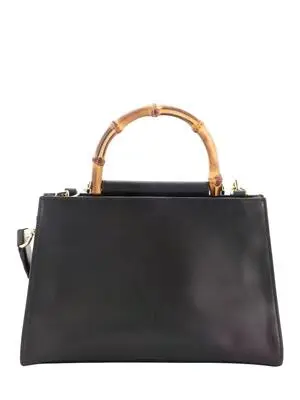 Gucci Nymphaea Top Handle Bag Leather Small Satchel - Black