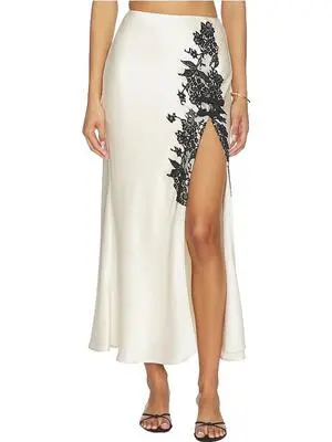 SAU LEE Elva Satin Skirt - White