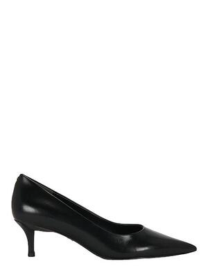 Sam Edelman Leather Pointed Toe Kitten Heel Pumps - Black