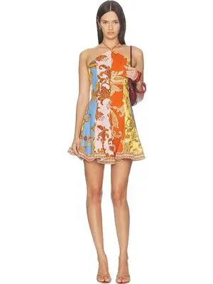 Hemant & Nandita Printed Halterneck Skater Dress - Rust