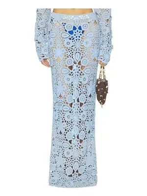 SNDYS. Tala Crochet Maxi Skirt - Blue