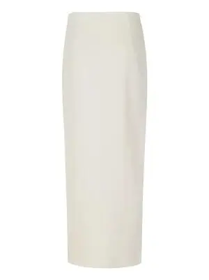 Federica Tosi Cream High Waist Midi Skirt With Rear Slit - White