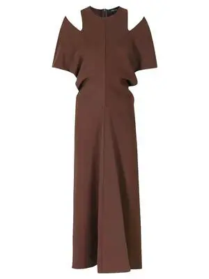 Federica Tosi Cold-shoulder Flared Midi Dress - Brown