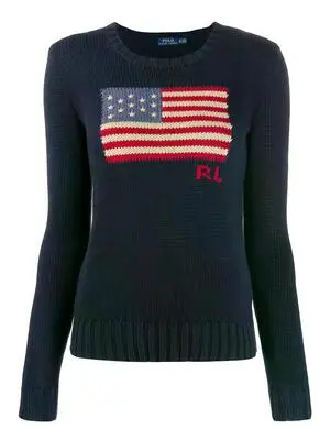 Polo Ralph Lauren U.s.a. Flag Pullover - Blue